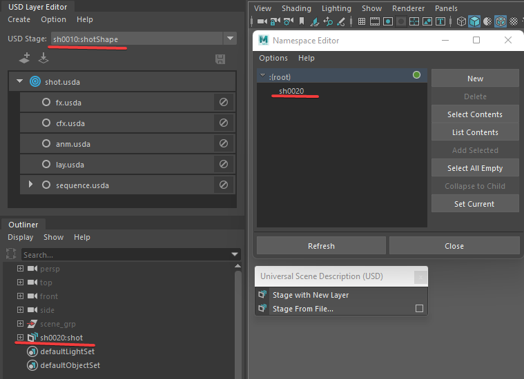[MAYA-125054] USD layerEditor dropdown list doesn't update when renaming namespace. · Issue ...