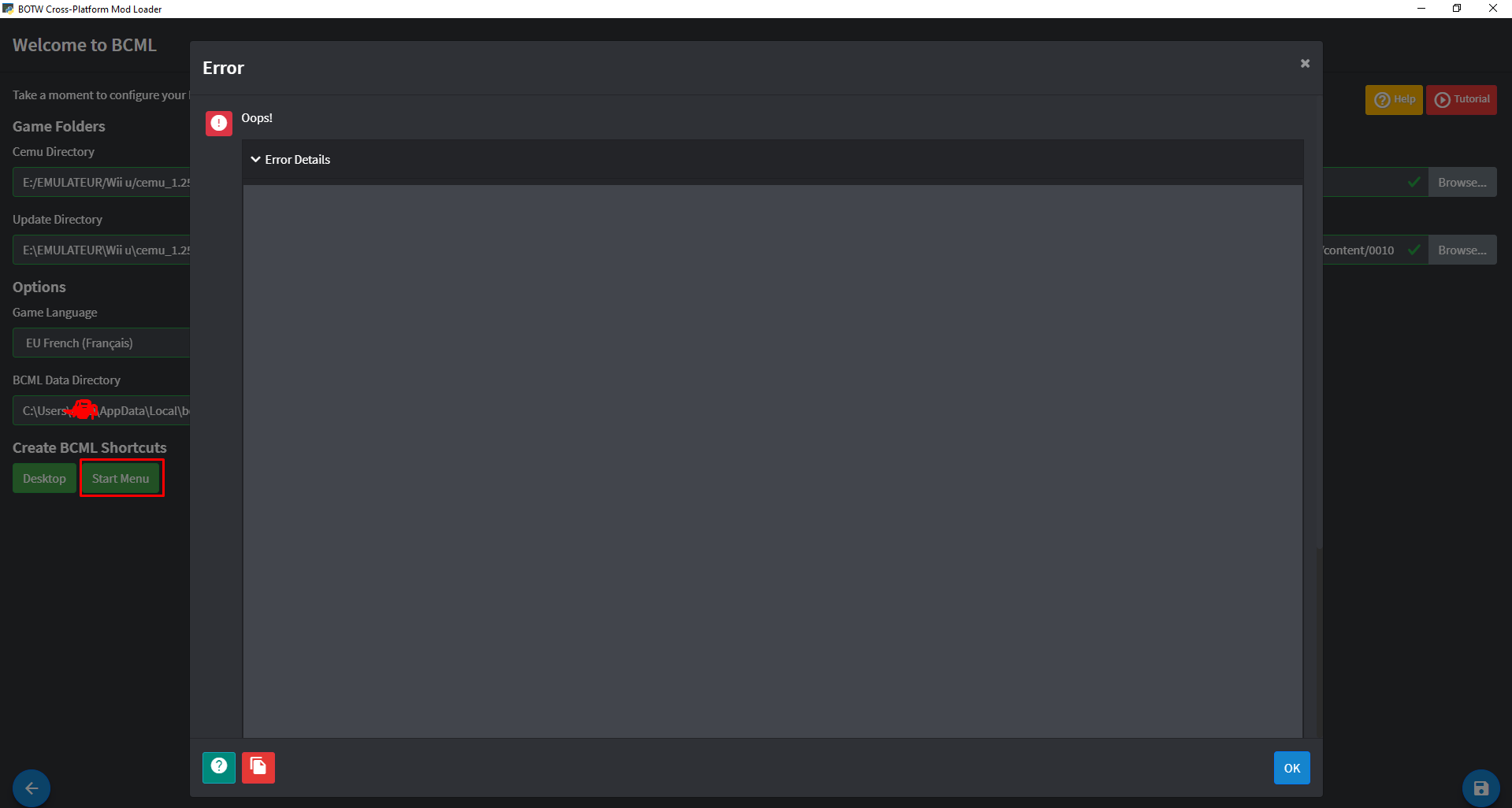 i can't create shortcut on my desktop or in my start menu · Issue #519 · NiceneNerd/BCML · GitHub