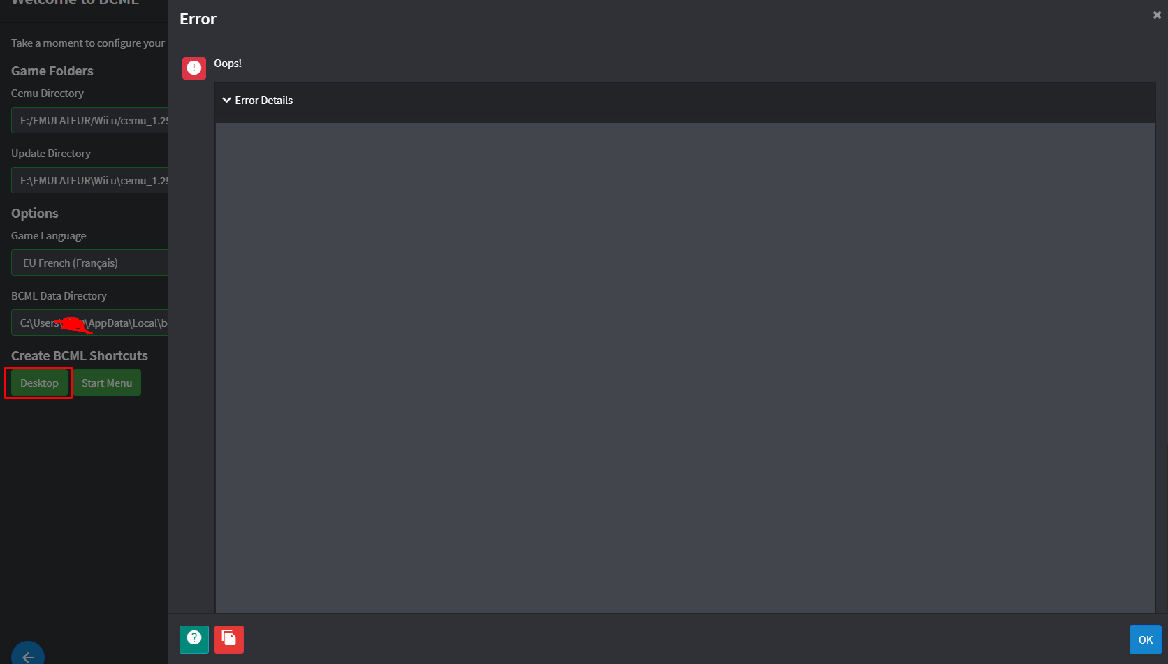 i can't create shortcut on my desktop or in my start menu · Issue #519 · NiceneNerd/BCML · GitHub