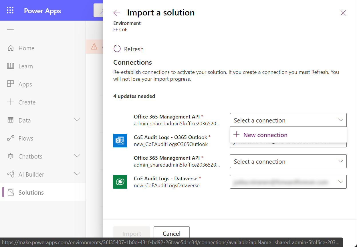 [CoE Starter Kit - BUG] Cannot install Audit log solution: "Could not ...