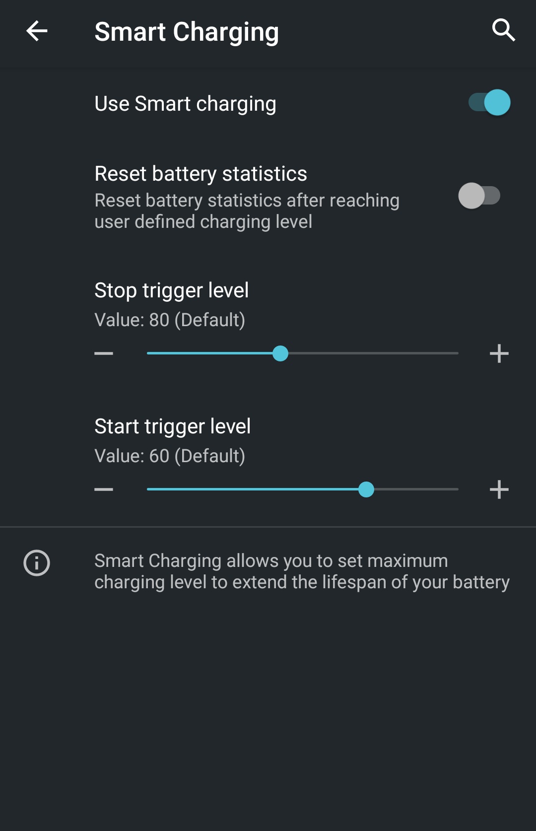 implementation of smart charging and fast charging toggles for battery ...