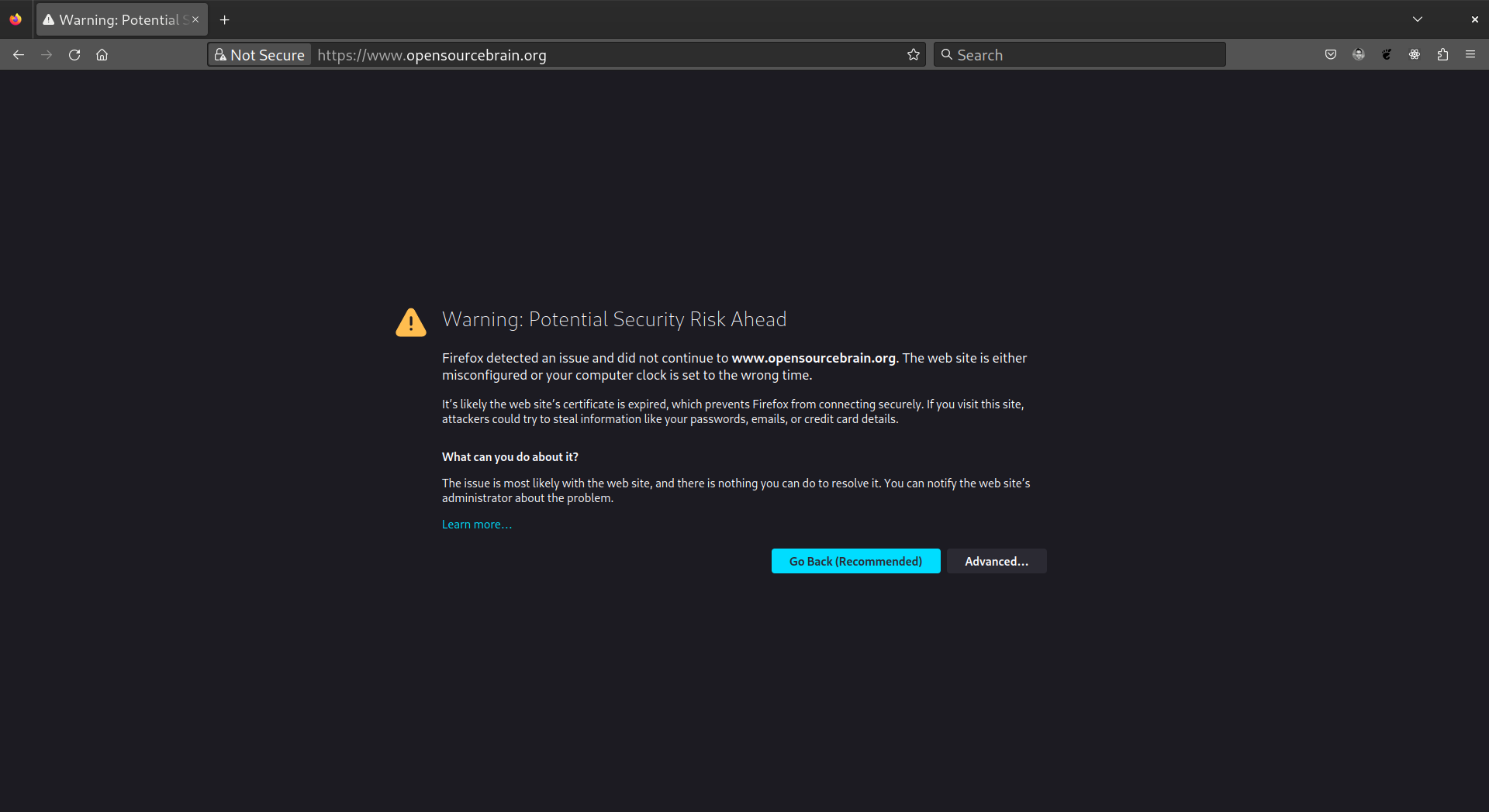 OSBv1: certificate renewal required · Issue #3 · OpenSourceBrain/ServiceStatus · GitHub