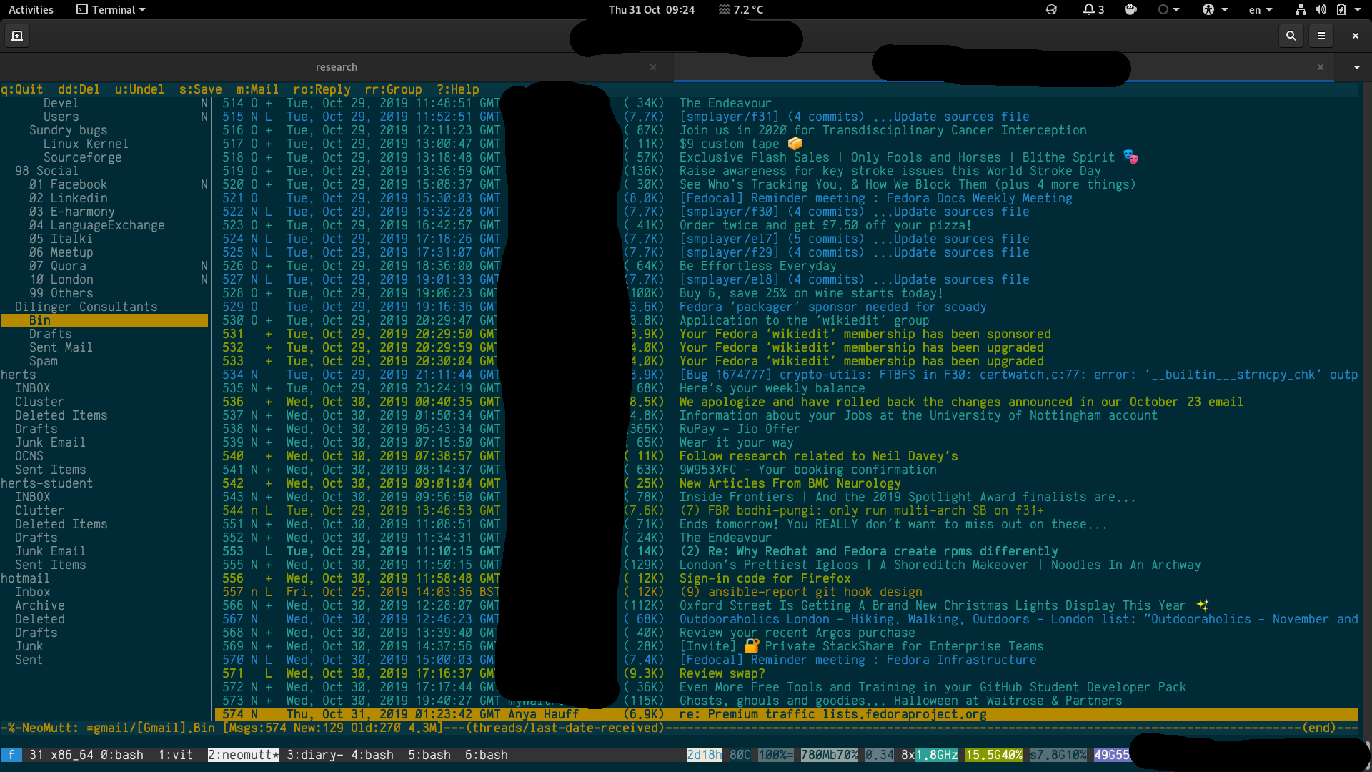 Neomutt 2019-10-25 Intermittent "Unable to write to ... " errors (and ...