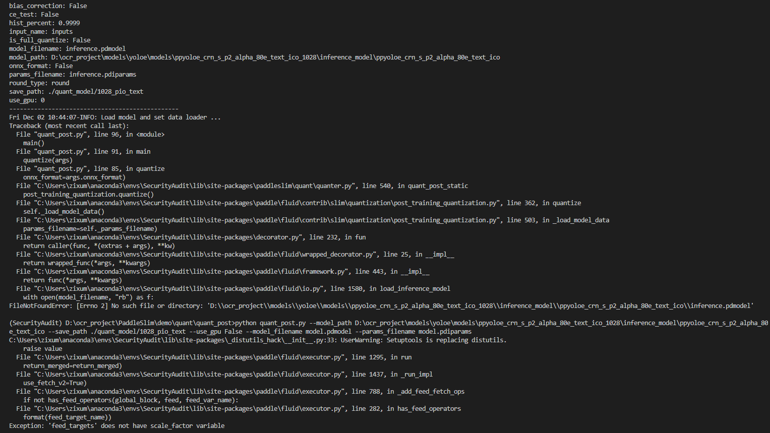 使用官方demo对yoloe模型进行离线量化失败 · Issue 1569 · Paddlepaddlepaddleslim · Github 3067