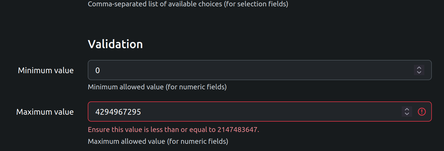 Increase Custom Field Integer Ranges From 32bit Signed Int To 64bit Signed Int · Issue 14240