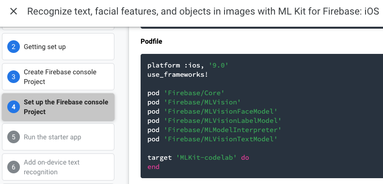 Missing pod in Podfile · Issue #9 · googlecodelabs/mlkit-ios · GitHub