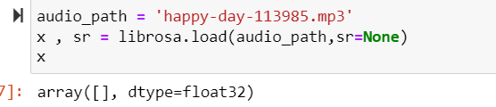 Getting an Error: ValueError: Input signal length=0 is too small to resample from 44100->22050 ...