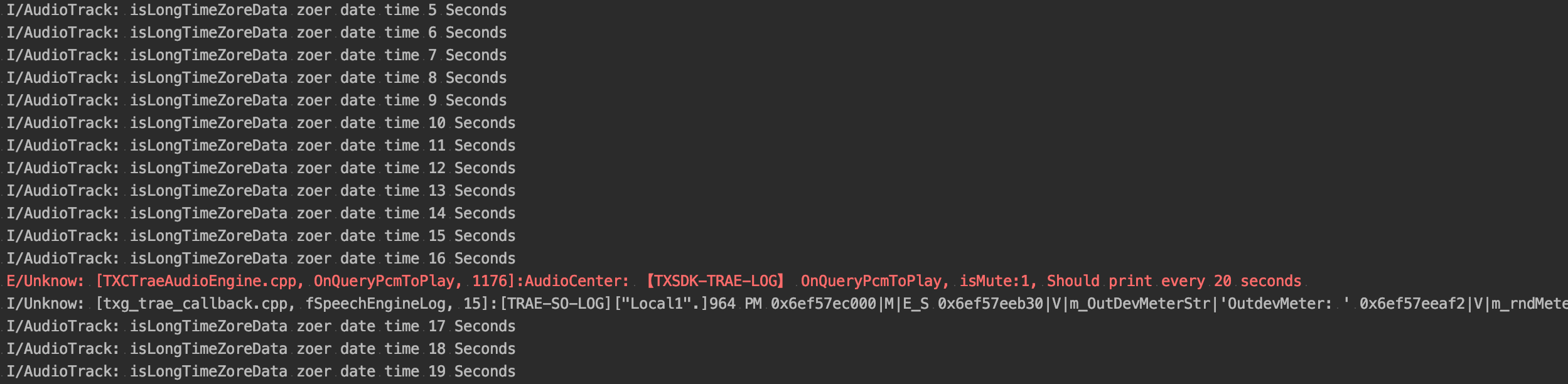 【android】 【7 2 8927】【logcat一直打印audiotrack Islongtimezoredata Zoer Date Time Xx Seconds】 · Issue