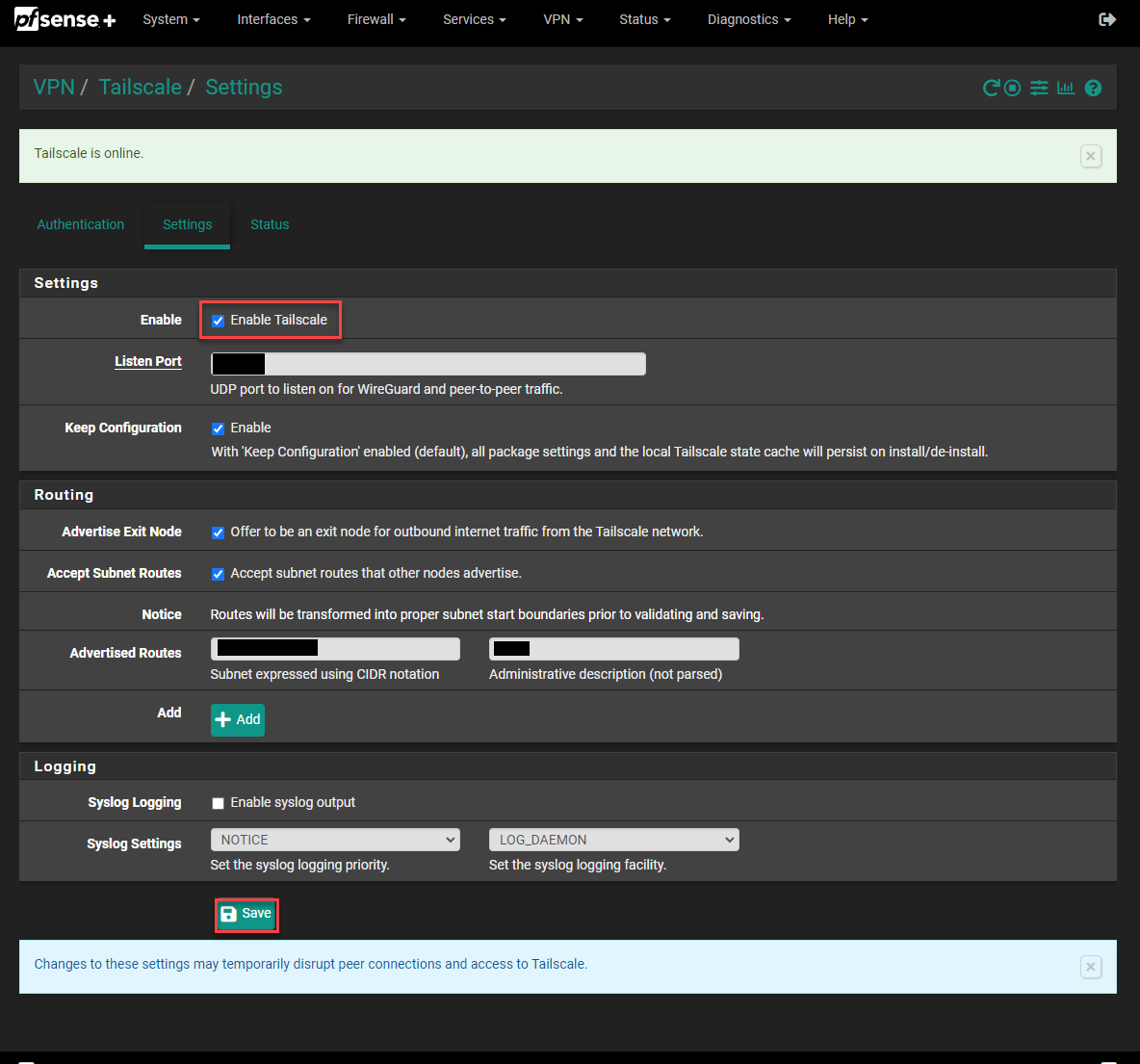 pfSense GUI changes require restart · Issue #7780 · tailscale/tailscale · GitHub