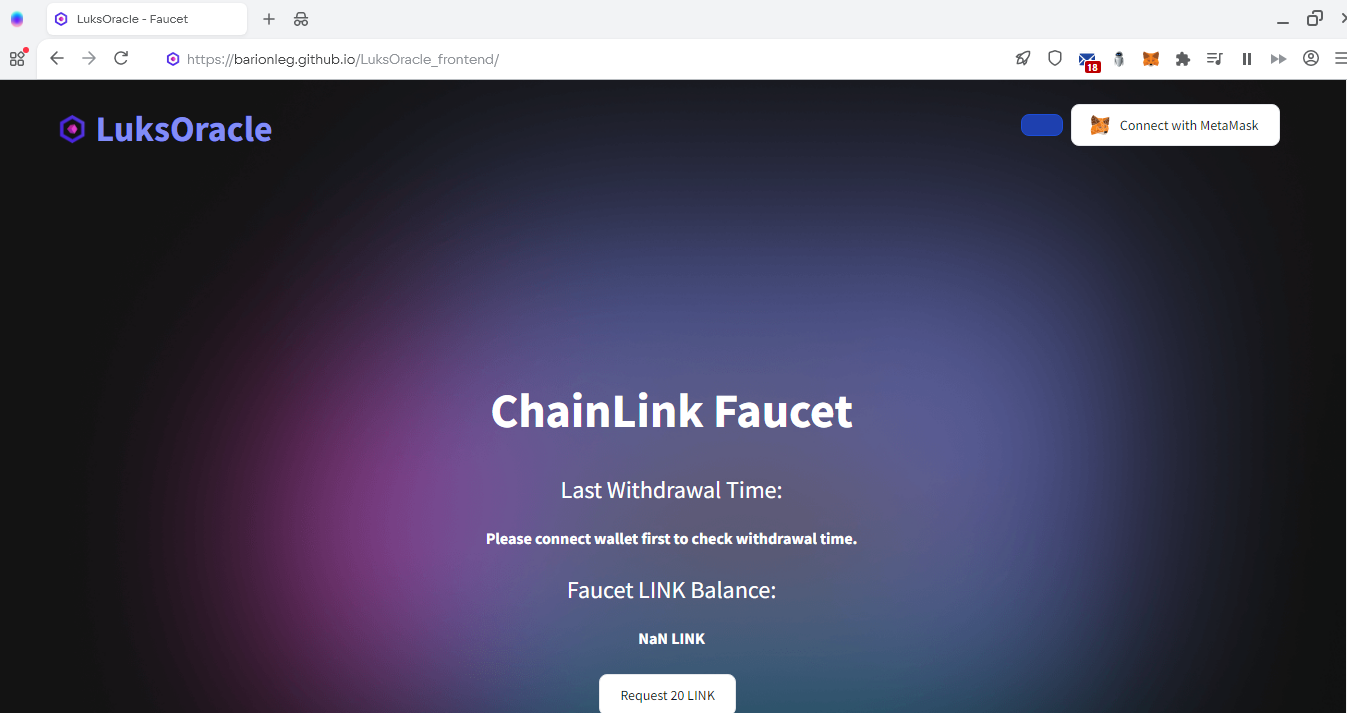 GitHub - barionleg/LuksOracle_frontend: FaucetLINK and TwitterNameSpace interaction in Metamask ...