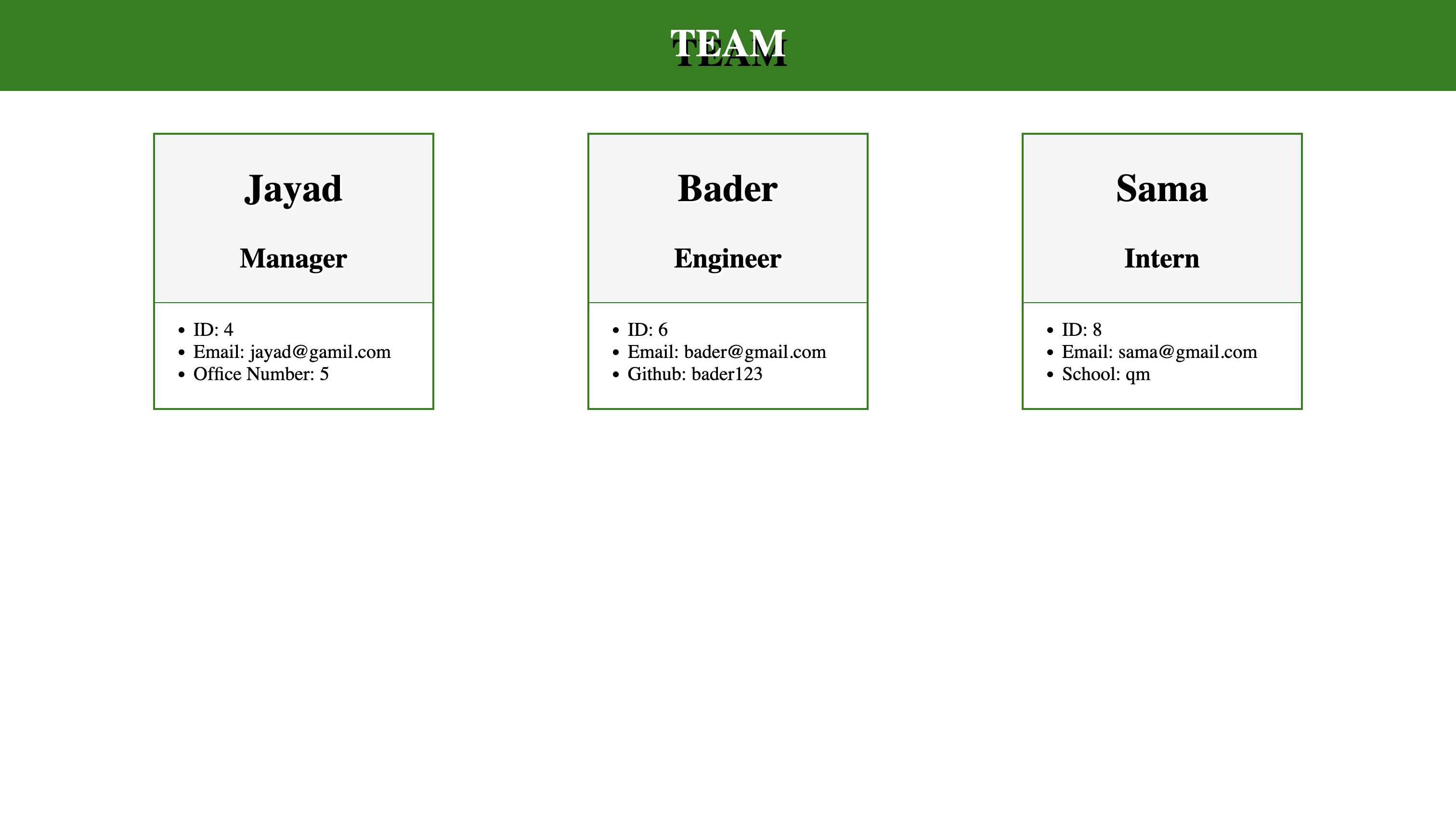 Team-Profile-Generator | Team_Profile_Generator