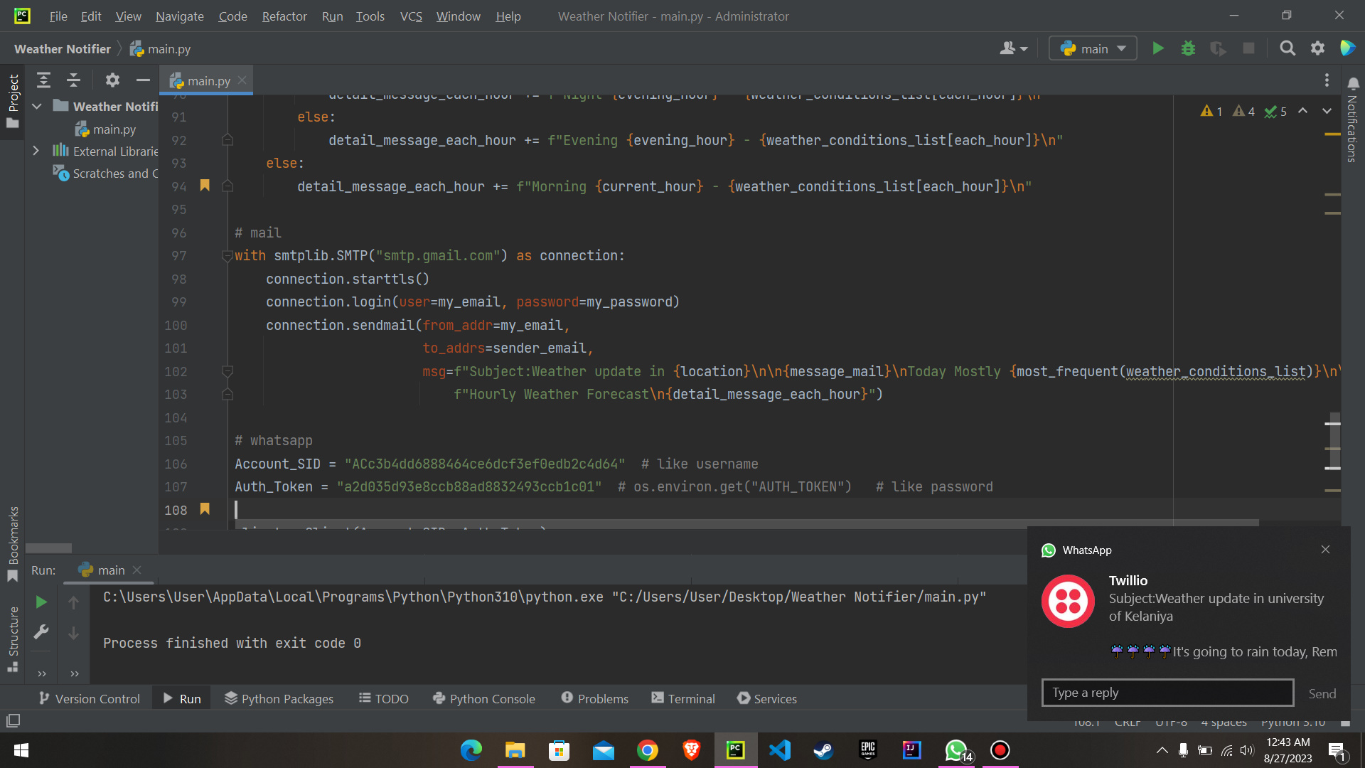 GitHub - MusarrafAM/Send-Whatsapp-Email-weather-alert-python-script