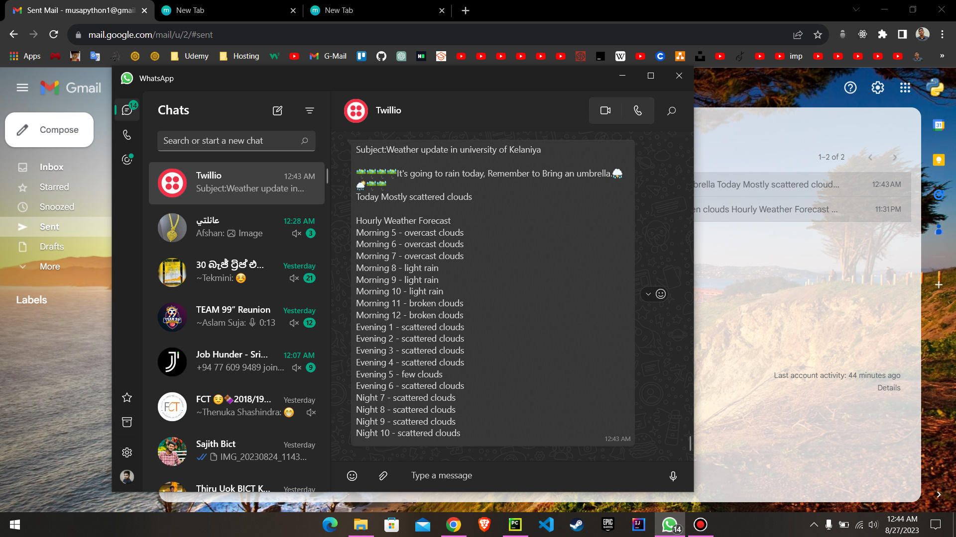 GitHub - MusarrafAM/Send-Whatsapp-Email-weather-alert-python-script