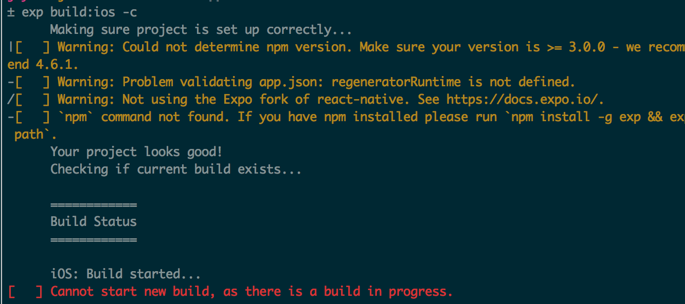Build Stuck : iOS: There was an error with this build. Cannot start new ...