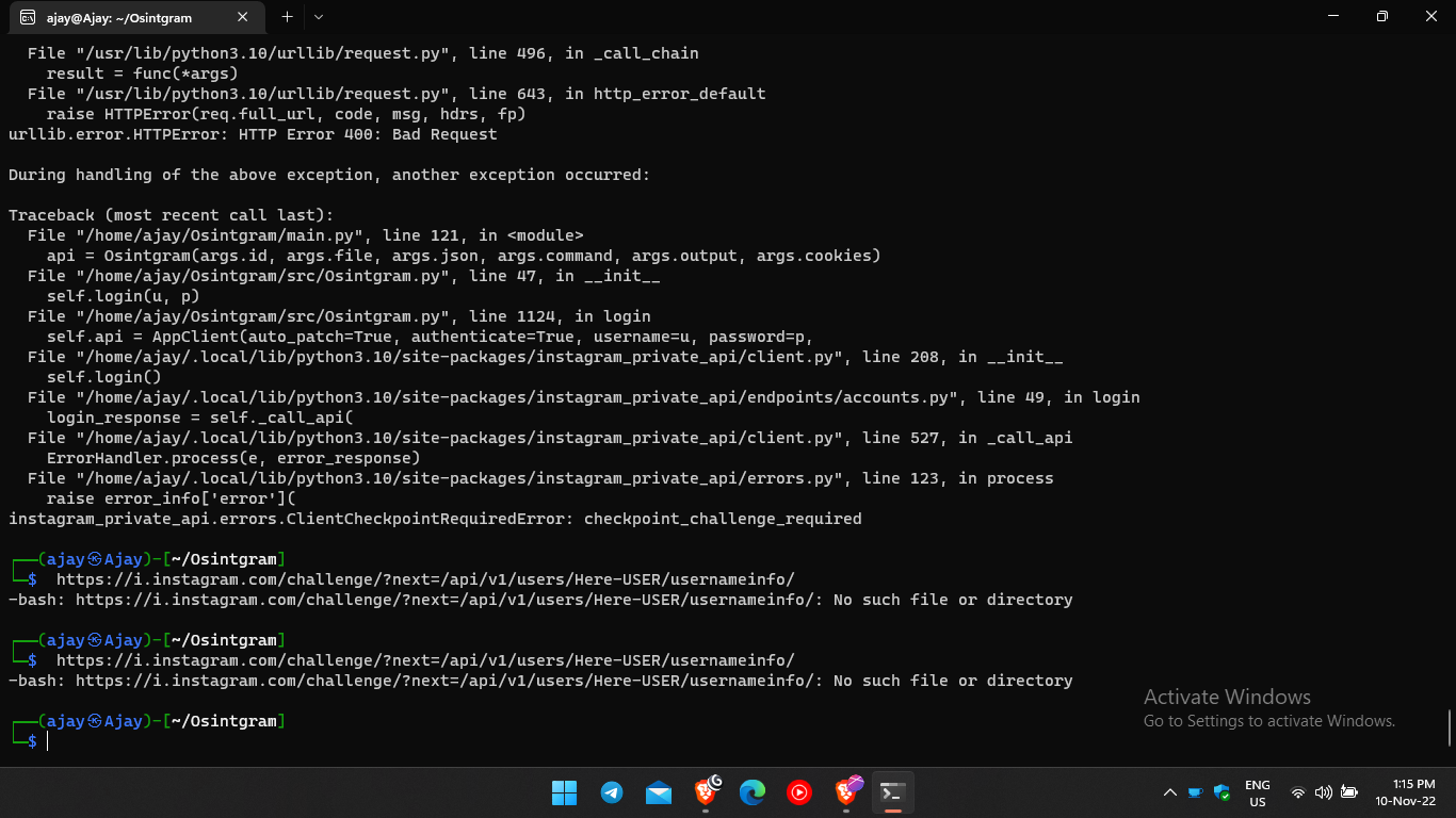 Always Stuck On Challenge Require · Issue 598 · Datalux Osintgram · Github