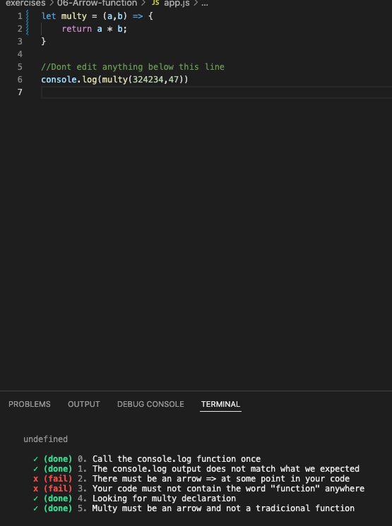 Excercise Bug: 06-Arrow-function · Issue #850 · learnpack/learnpack · GitHub