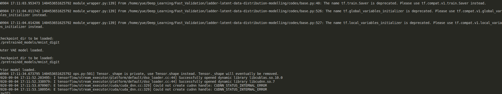 CUDNN_STATUS_INTERNAL_ERROR · Issue #2 · lin-shuyu/ladder-latent-data-distribution-modelling ...