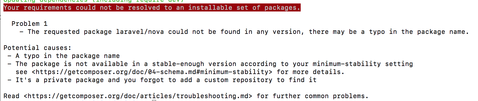 The Requested Package Laravelnova Could Not Be Found In Any Version · Issue 1755 · Laravel