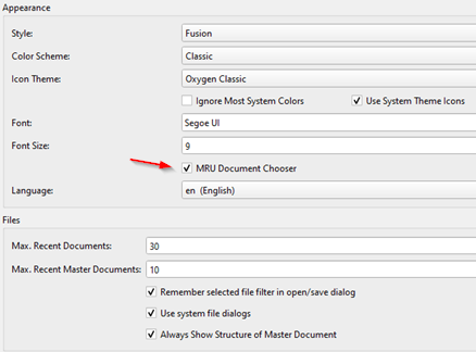 Move option MRU Document Chooser to Files part? · Issue #2694 · texstudio-org/texstudio · GitHub