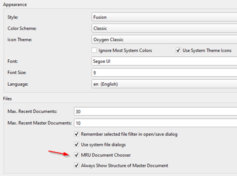 Move option MRU Document Chooser to Files part? · Issue #2694 · texstudio-org/texstudio · GitHub