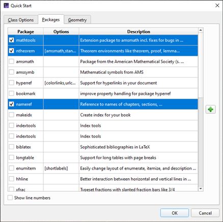 Feature: A Package Panel (Tab) for the QuickStart Wizard · Issue #2831 · texstudio-org/texstudio ...