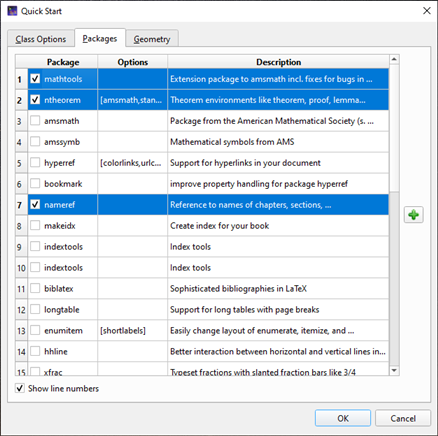 Feature: A Package Panel (Tab) for the QuickStart Wizard · Issue #2831 · texstudio-org/texstudio ...