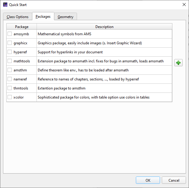 Feature: A Package Panel (Tab) for the QuickStart Wizard · Issue #2831 · texstudio-org/texstudio ...
