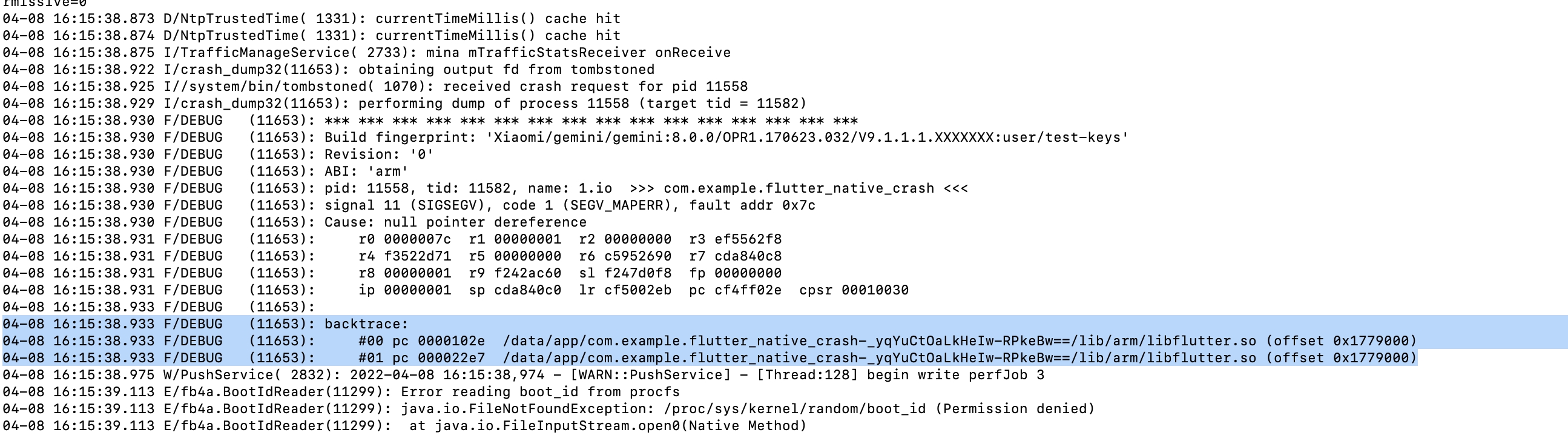 Android 8.0 native stack trace info of "libflutter.so" is sometimes wrong · Issue #101570 ...