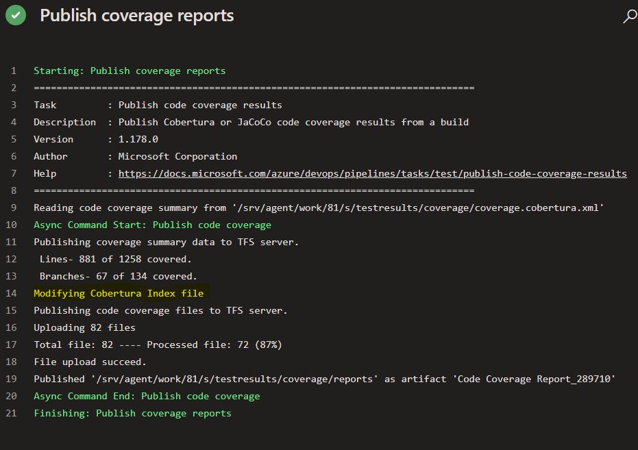 PublishCodeCoverageResults@1 removes JavaScript on index.html page of ...