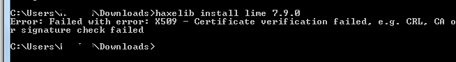 haxelib install lime 7.9.0 error X509 · Issue #552 · HaxeFoundation/haxelib · GitHub