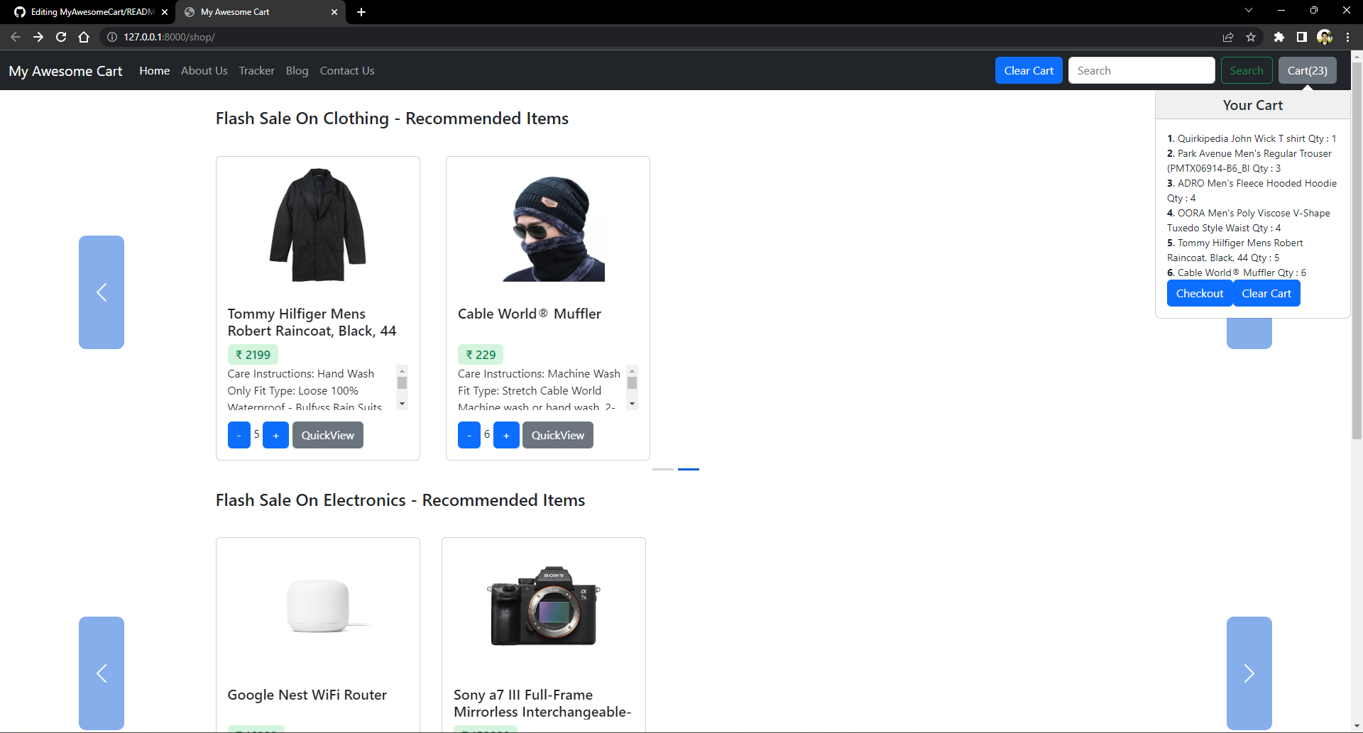 GitHub - sohamw03/MyAwesomeCart: eCommerce website created with Django