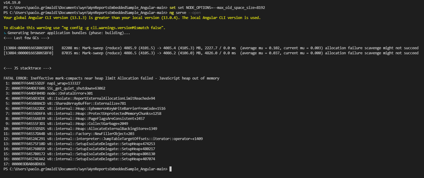 Out of memory issue · Issue #1 · Wyn-Enterprise/WynReportsEmbeddedSample_Angular · GitHub