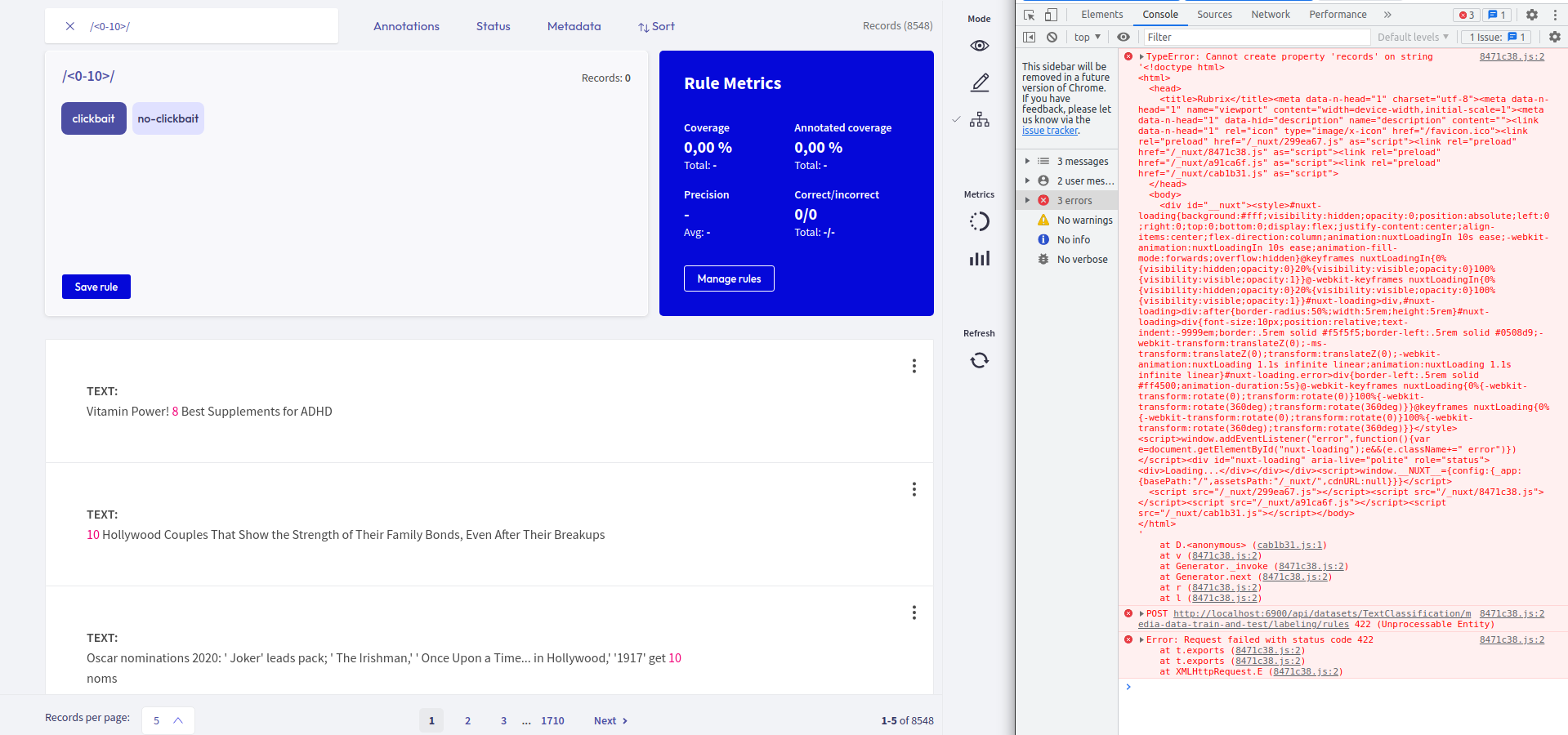 Using regex for defining a rule fails · Issue #1365 · argilla-io/argilla · GitHub