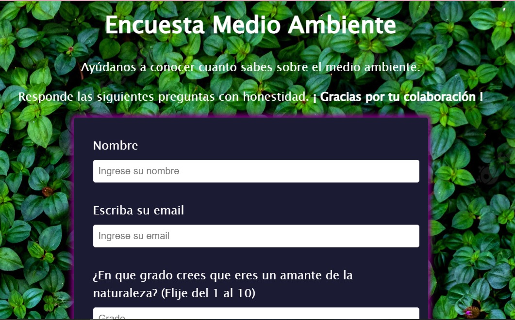 GitHub - rocioevelyn/Freecodecamp-Formulario: Formulario encuesta ambiental
