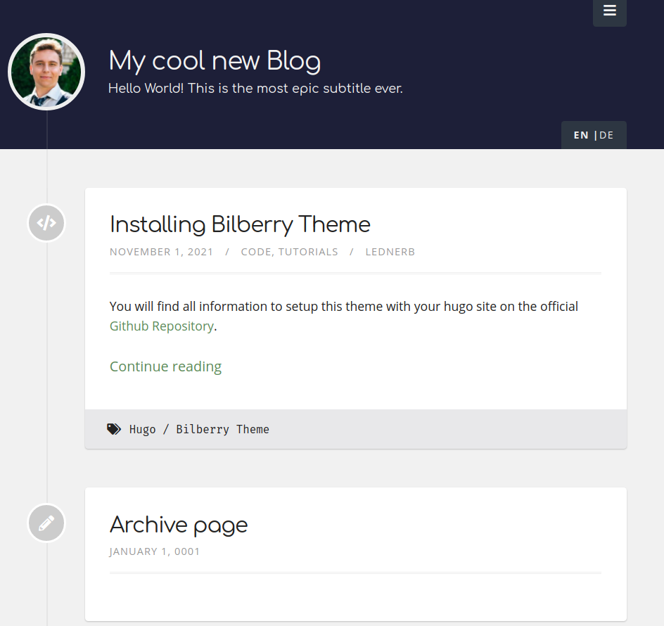 Archive page is displayed on the main index page · Issue #350 · Lednerb/bilberry-hugo-theme · GitHub
