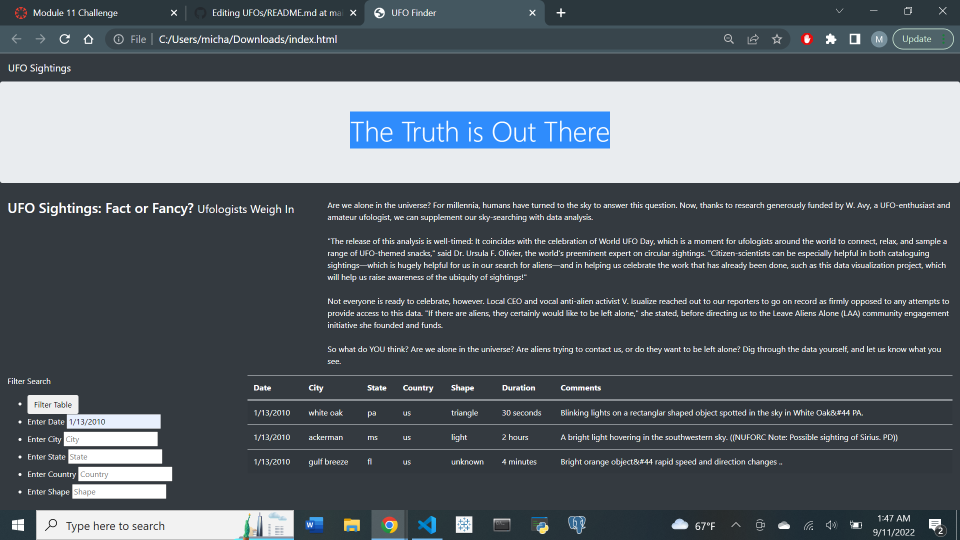 GitHub - Michaelfr22/UFOs