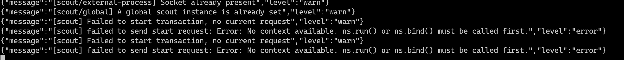Failed To Start Transaction No Context · Issue 188 · Scoutapp Scout Apm Node · Github