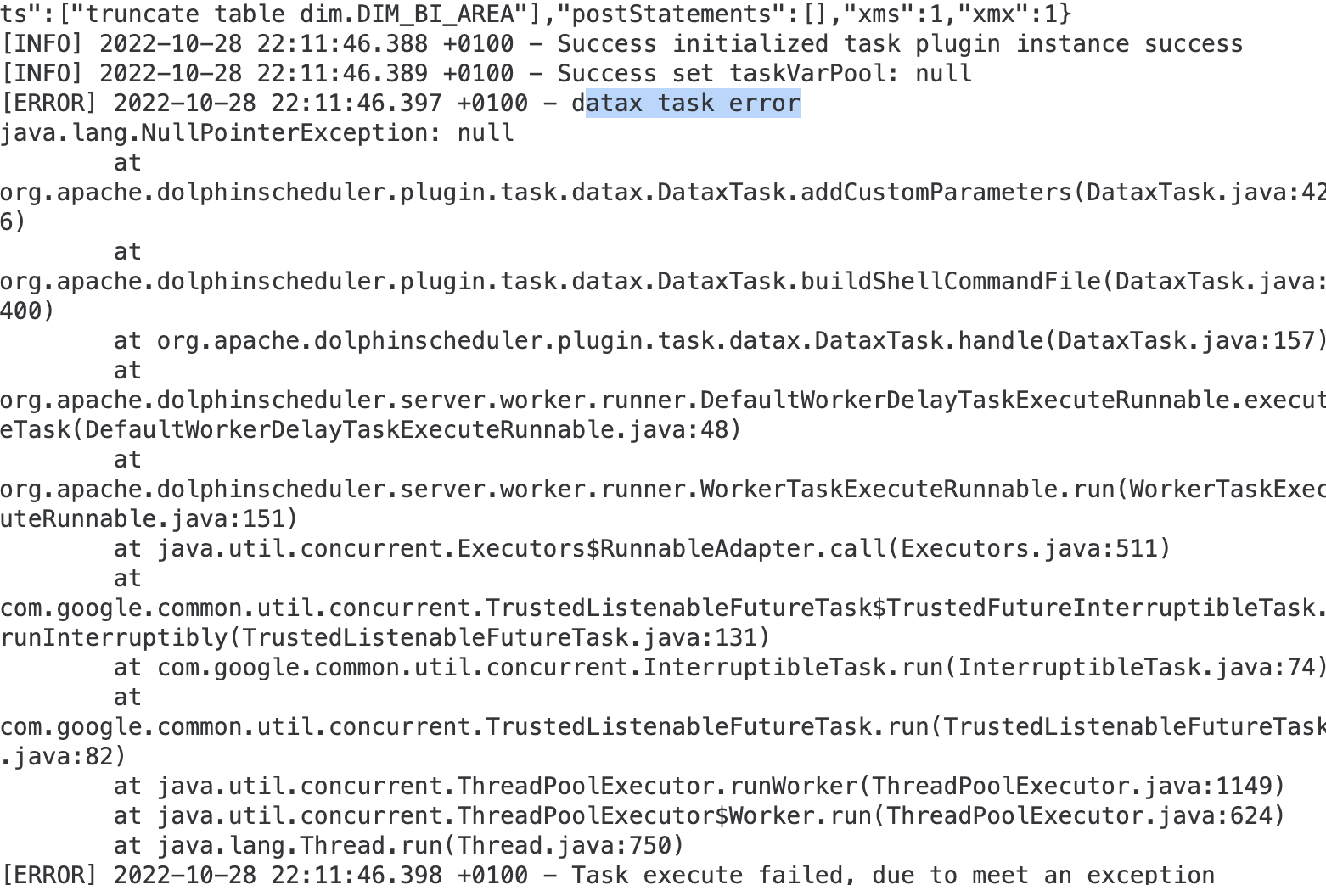 Bug Datax Task Error Datax Cannot Run Tasks On Version 310 
