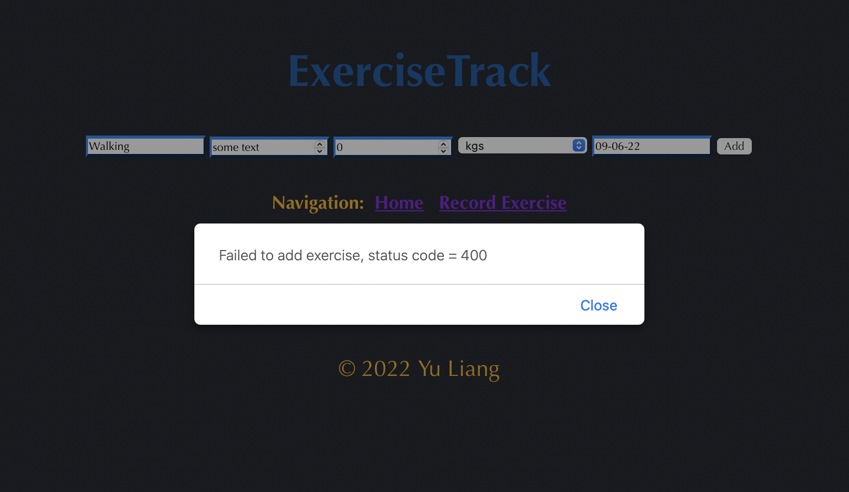 GitHub - dyhliang/WorkoutTrack: This app tracks a user's workouts on a given day.