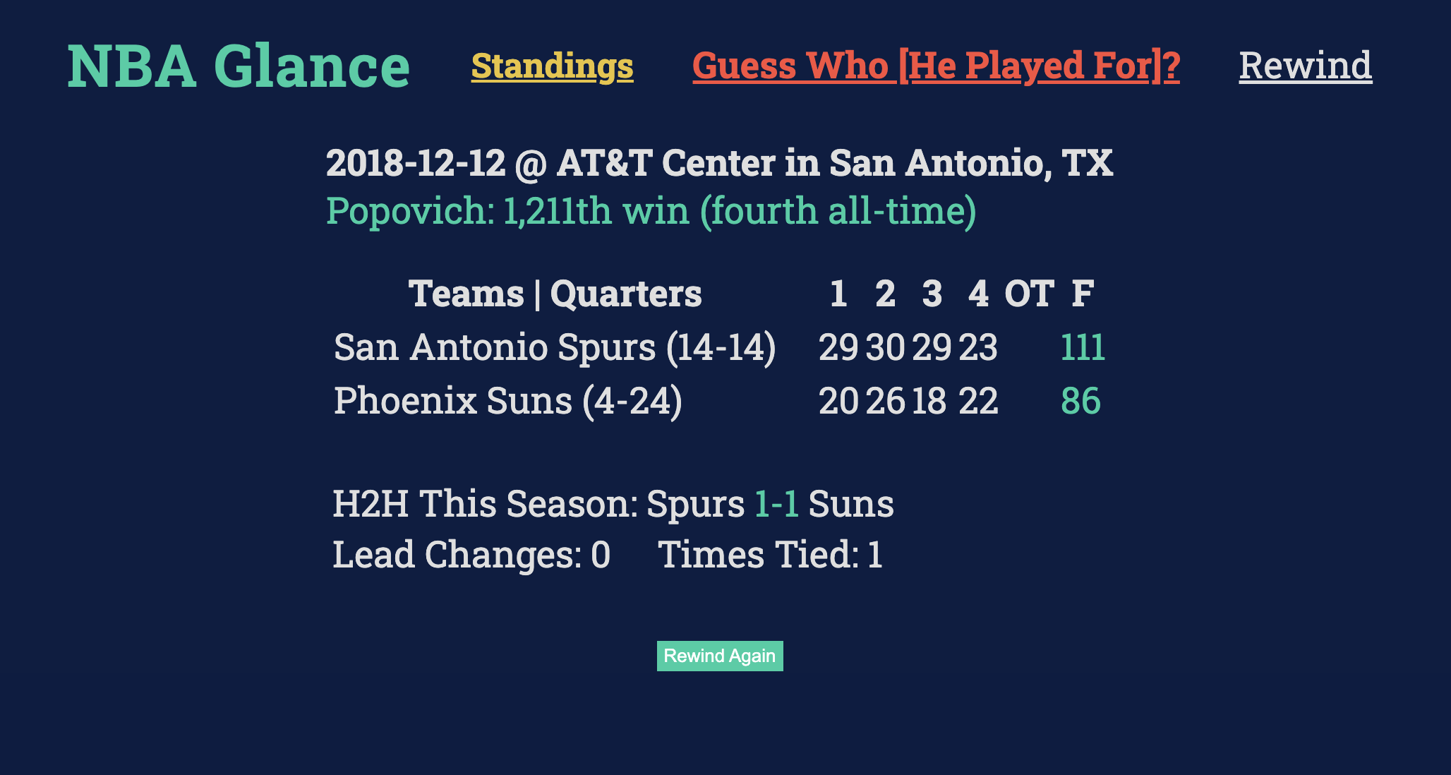 GitHub - dyhliang/nba-glance: A ReactJS app that shows NBA scores ...