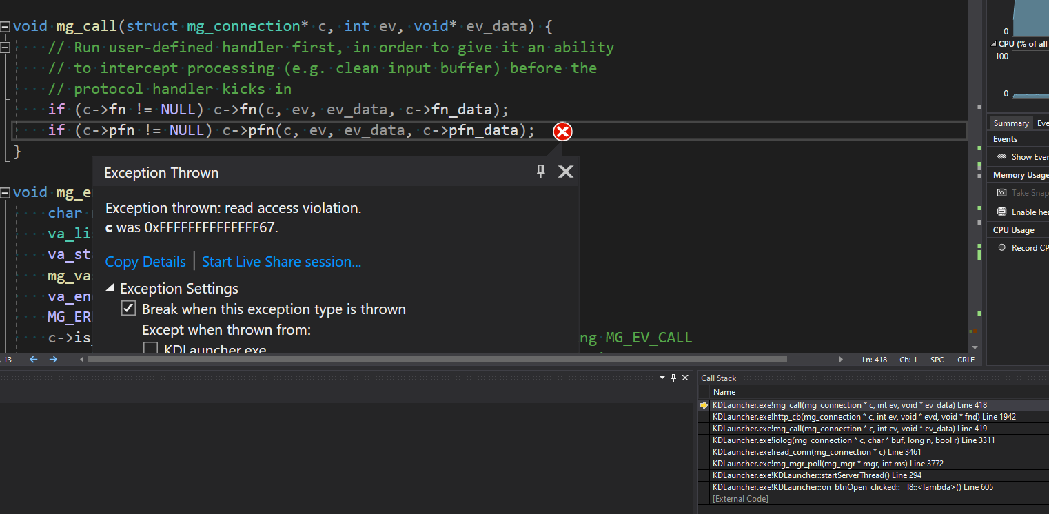 When Frequently Fresh The Websocket Webpage The Server Got An Error · Issue 1534 · Cesanta
