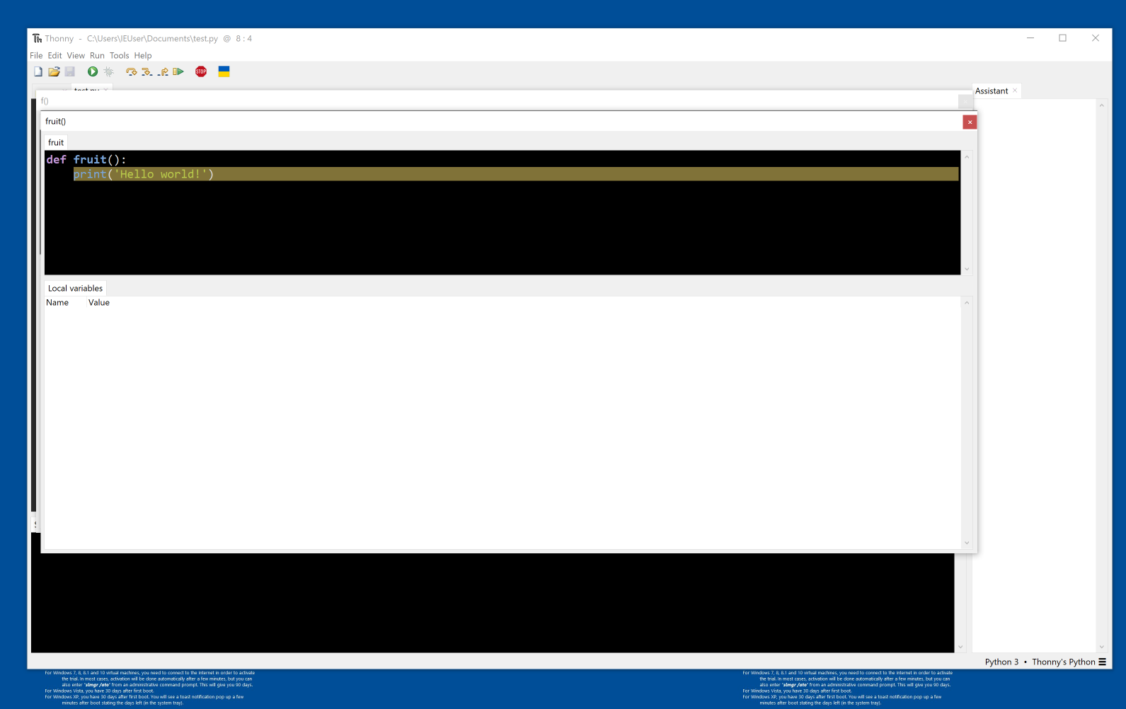 Debug windows are too wide · Issue #2269 · thonny/thonny · GitHub