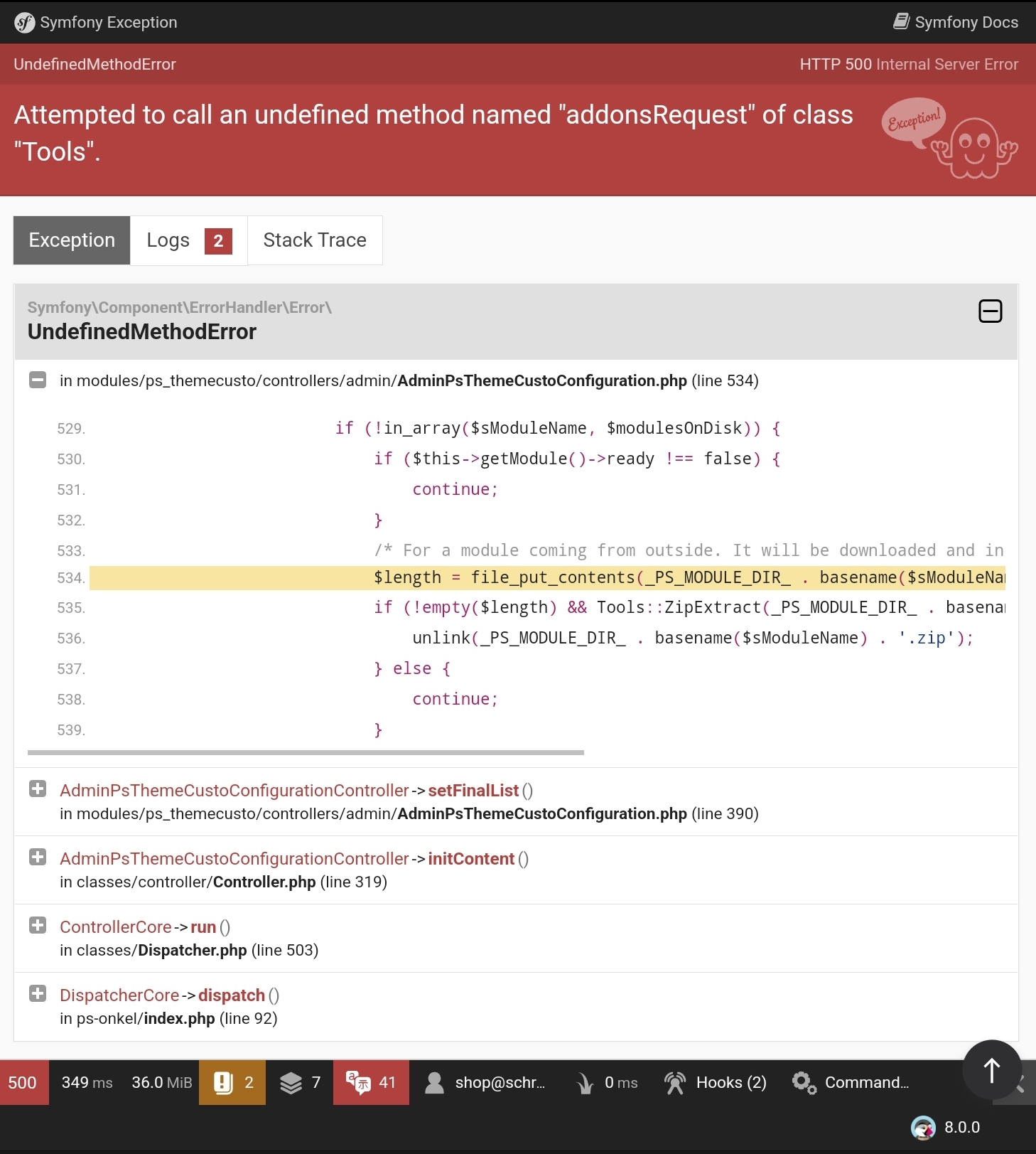 500 Server Error while using backoffice · Issue #30300 · PrestaShop/PrestaShop · GitHub