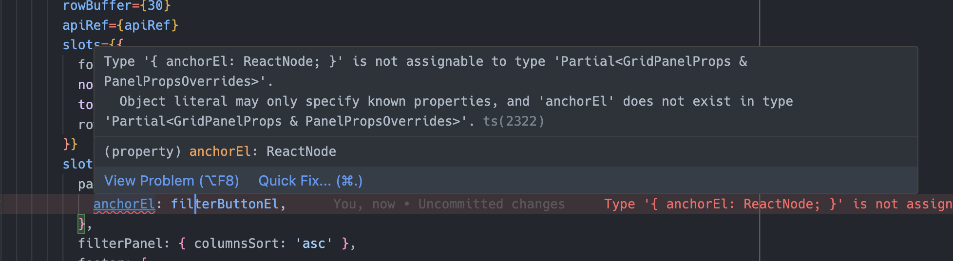 Slotprops Panel Anchorel Types Missing For Mui X Grid Pro · Issue