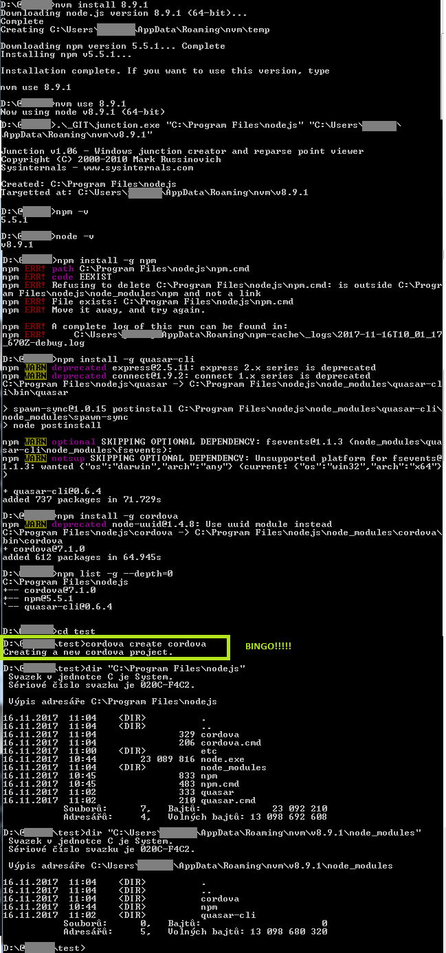 quasar wrap not working - error: Could not install from (path_of_nodejs_modules) as it does not ...