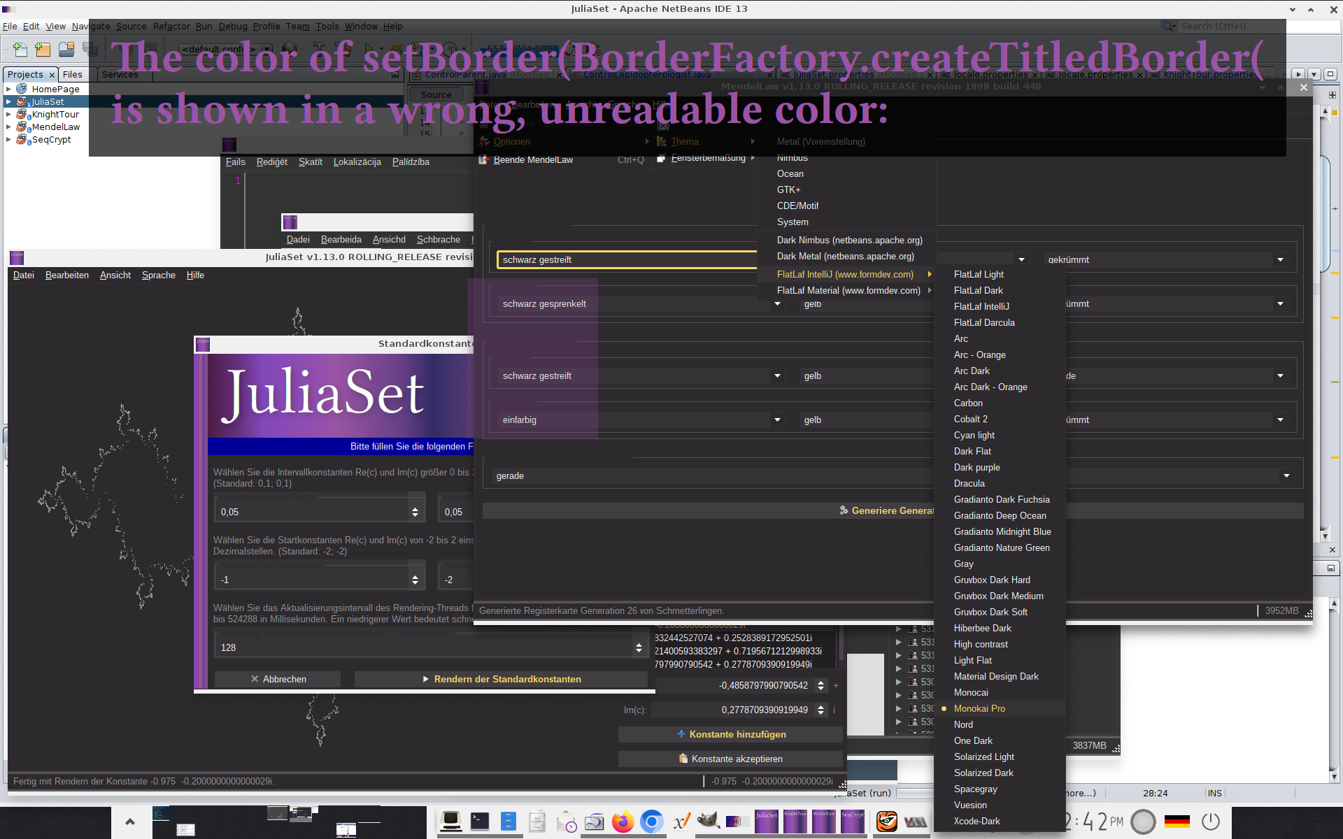 Wrong color for text in setBorder() in the new Monokai Pro laf from the IntelliJ themes · Issue ...