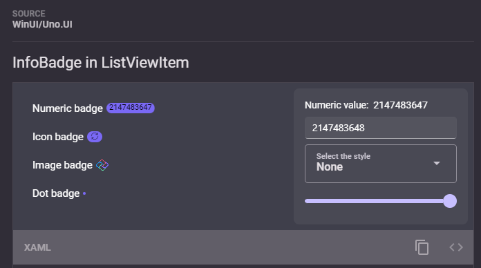 [Gallery][Skia.Gtk/Wasm]Infobadge- Type InfoBadge integer value greater than 999, it always ...