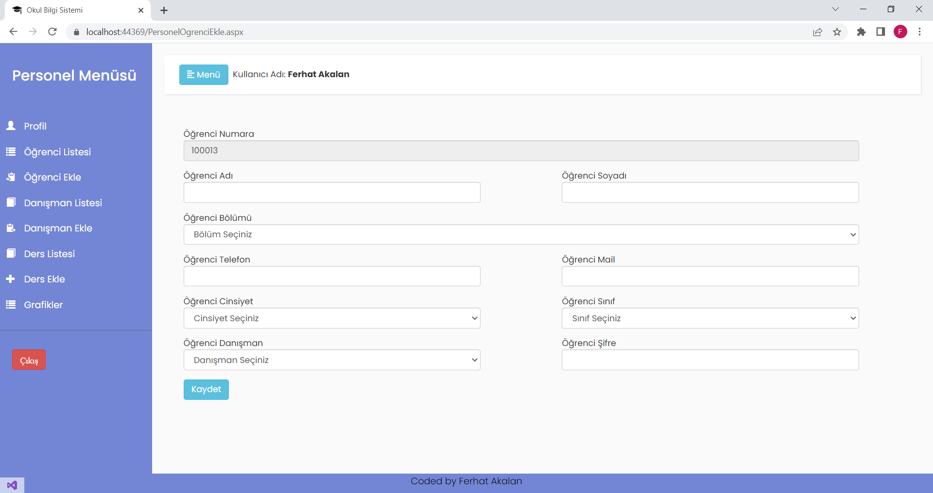GitHub - FerhatAkalan/School-Management-Project: ASP.NET ile okul otomasyon projesi.