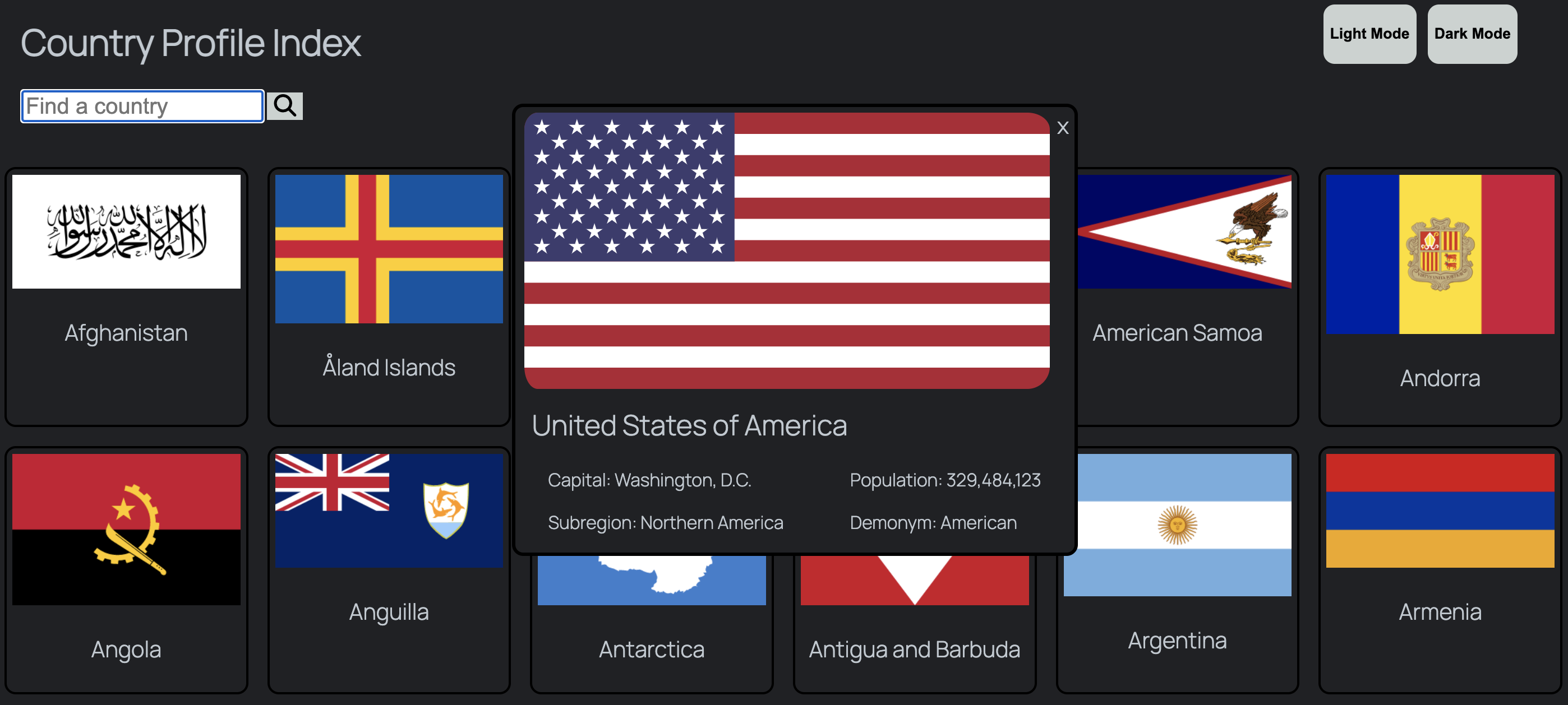 GitHub - mmoreno723/Country-Profile-Index: Search for any country in ...
