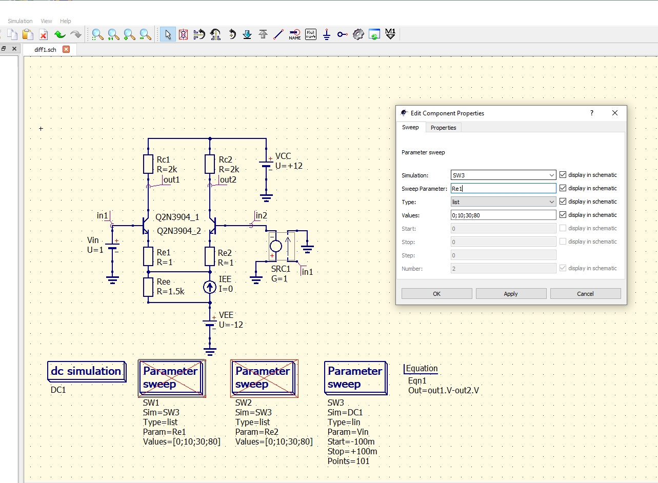 How to disable Parameter Sweep; How to alter two parameters · Issue #176 · ra3xdh/qucs_s · GitHub